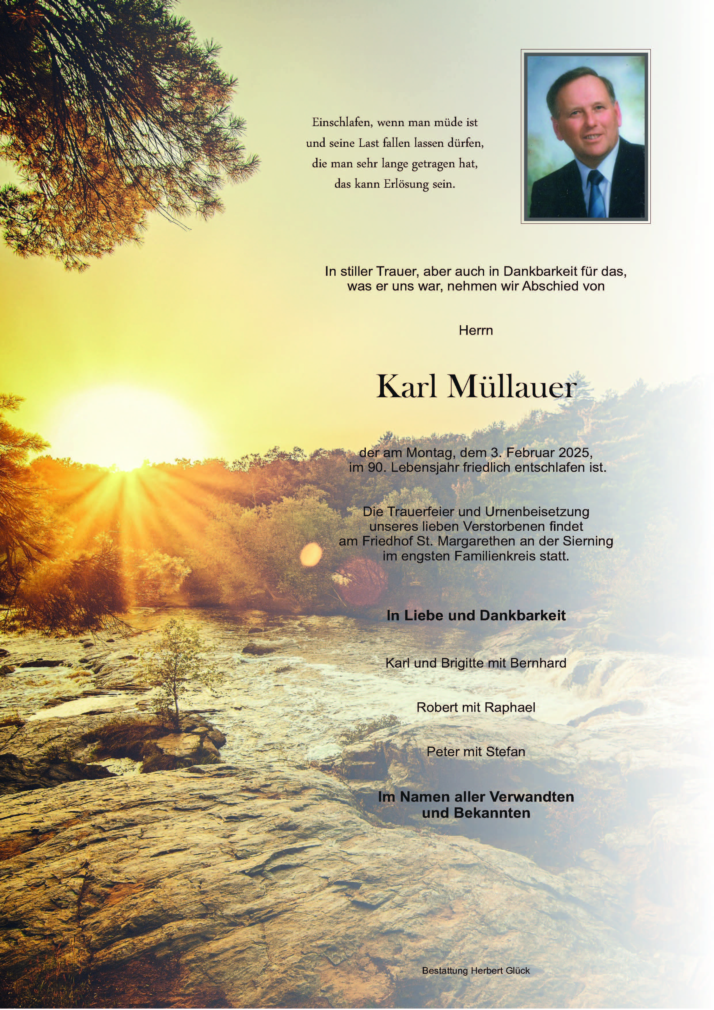 Trauerfall Karl Müllauer , St. Margarethen an der Sierning